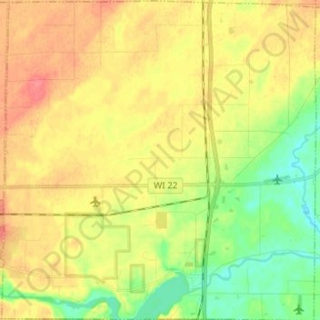 Town of Stiles topographic map, elevation, terrain