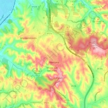 Mentana topographic map, elevation, terrain