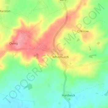Whitchurch topographic map, elevation, terrain