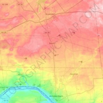 Town of Perth topographic map, elevation, terrain
