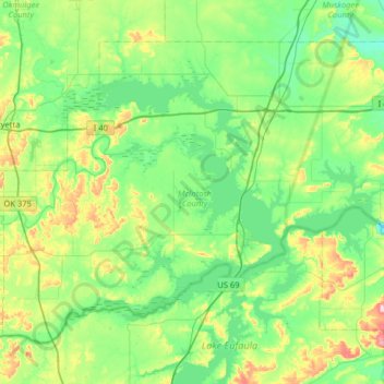 McIntosh County topographic map, elevation, terrain