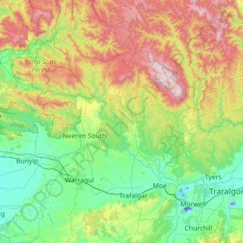 Shire of Baw Baw topographic map, elevation, terrain