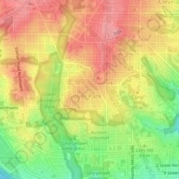 Glover Park topographic map, elevation, terrain