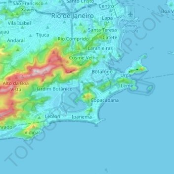 Zona Sul do Rio de Janeiro topographic map, elevation, terrain