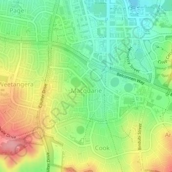 Macquarie topographic map, elevation, terrain