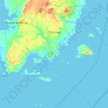 Sibunag topographic map, elevation, terrain