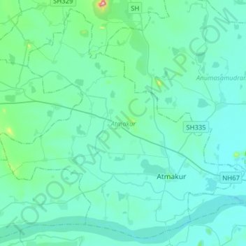 Atmakur topographic map, elevation, terrain