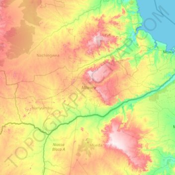 Mtwara Region topographic map, elevation, terrain