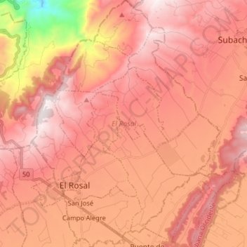 El Rosal topographic map, elevation, terrain