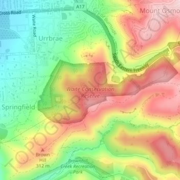 Waite Conservation Reserve topographic map, elevation, terrain