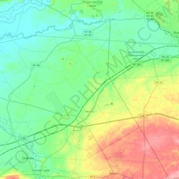 Town of Verona topographic map, elevation, terrain