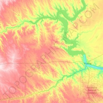 Stanley County topographic map, elevation, terrain