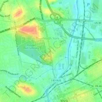 North York topographic map, elevation, terrain