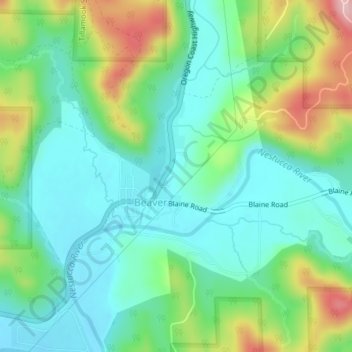 Beaver topographic map, elevation, terrain