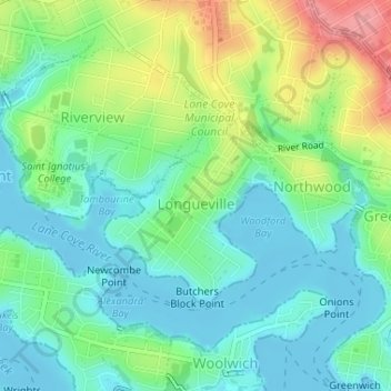 Longueville topographic map, elevation, terrain