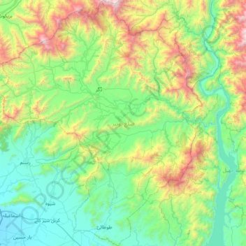 Buner District topographic map, elevation, terrain