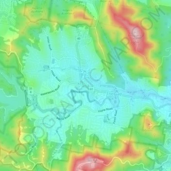 The Gap topographic map, elevation, terrain