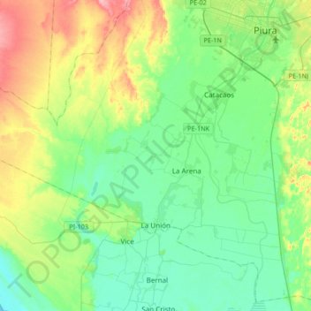 La Unión topographic map, elevation, terrain