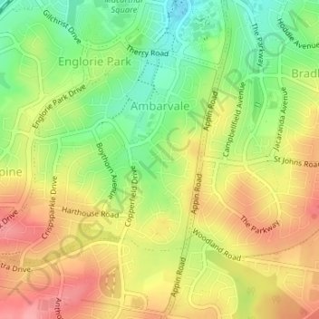 Ambarvale topographic map, elevation, terrain