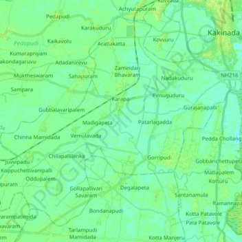 Karapa topographic map, elevation, terrain