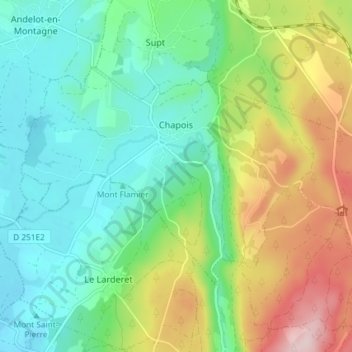 Chapois topographic map, elevation, terrain