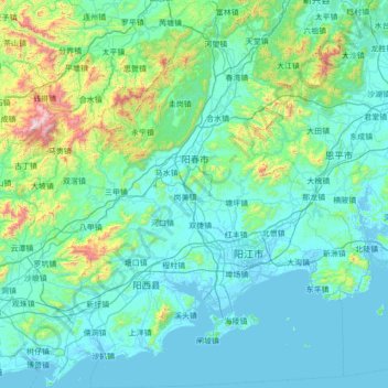 Yangjiang City topographic map, elevation, terrain