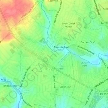 Brookhaven topographic map, elevation, terrain