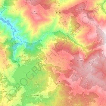 Prada topographic map, elevation, terrain
