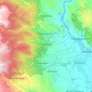 Podgorci topographic map, elevation, terrain