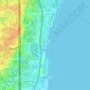 Sucat topographic map, elevation, terrain