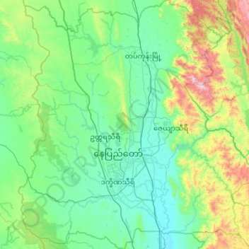 Naypyitaw Union Territory topographic map, elevation, terrain