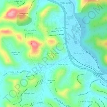 Jardim Natal topographic map, elevation, terrain