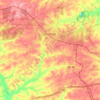 Dickson topographic map, elevation, terrain