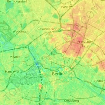 Mitte topographic map, elevation, terrain