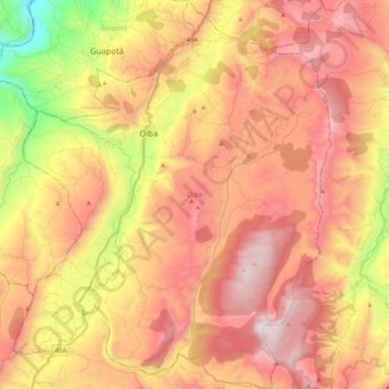 Oiba topographic map, elevation, terrain