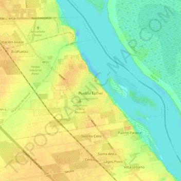 Municipio de Pueblo Esther topographic map, elevation, terrain