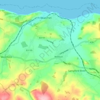 Williton topographic map, elevation, terrain