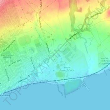 Kilroot topographic map, elevation, terrain