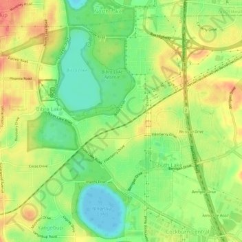 Bibra Lake topographic map, elevation, terrain