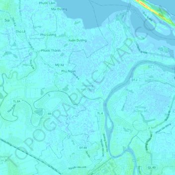 Hoa Chau Ward topographic map, elevation, terrain