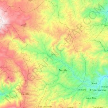 Tejutla topographic map, elevation, terrain