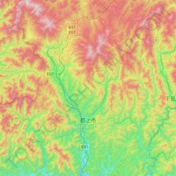 Gujo topographic map, elevation, terrain