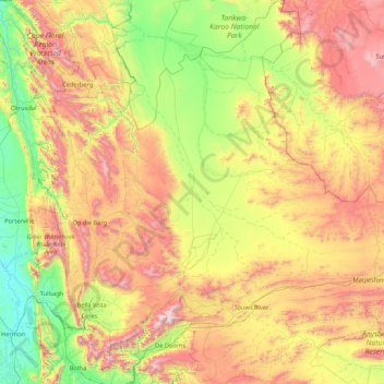 Witzenberg Local Municipality topographic map, elevation, terrain