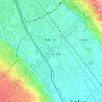 Socorro topographic map, elevation, terrain