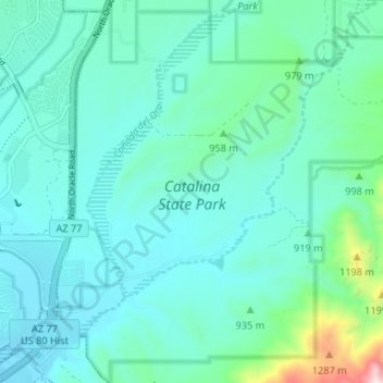 Catalina State Park topographic map, elevation, terrain