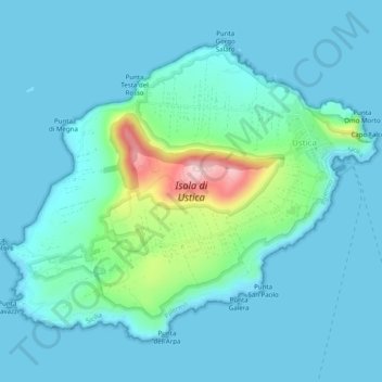 Isola di Ustica topographic map, elevation, terrain