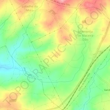 Moimenta de Maceira Dão topographic map, elevation, terrain