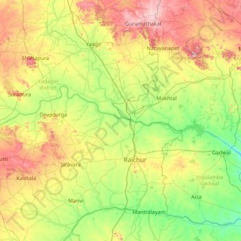 Krishna topographic map, elevation, terrain