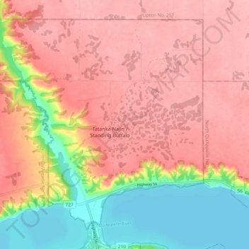 Standing Buffalo Dakota Nation topographic map, elevation, terrain