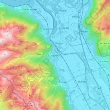 Vouvry topographic map, elevation, terrain